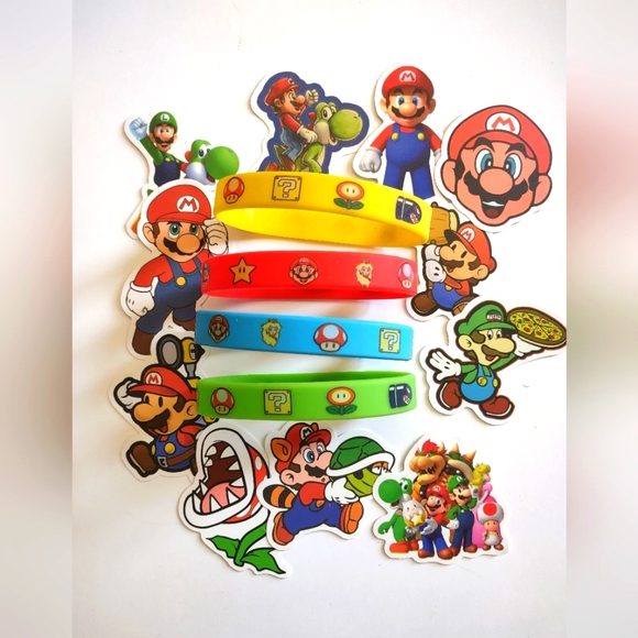 Nintendo | Toys | Nintendo Kids Toy Wristbands Red Yellow Blue Sticker ...